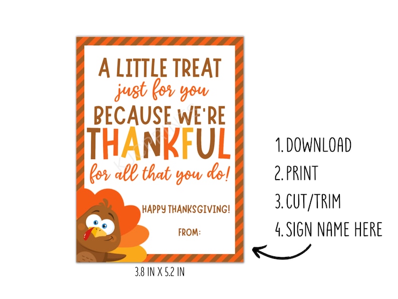 Thankful Gift Tag Teacher Thanksgiving Gift Tag PTA Teacher - Etsy