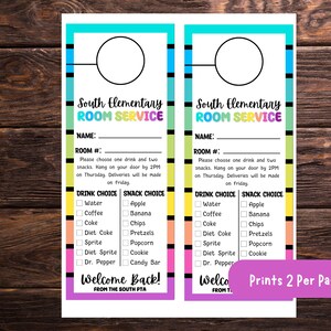 Back to School Room Service Door Hanger, PTA Room Service Door Hanger ...