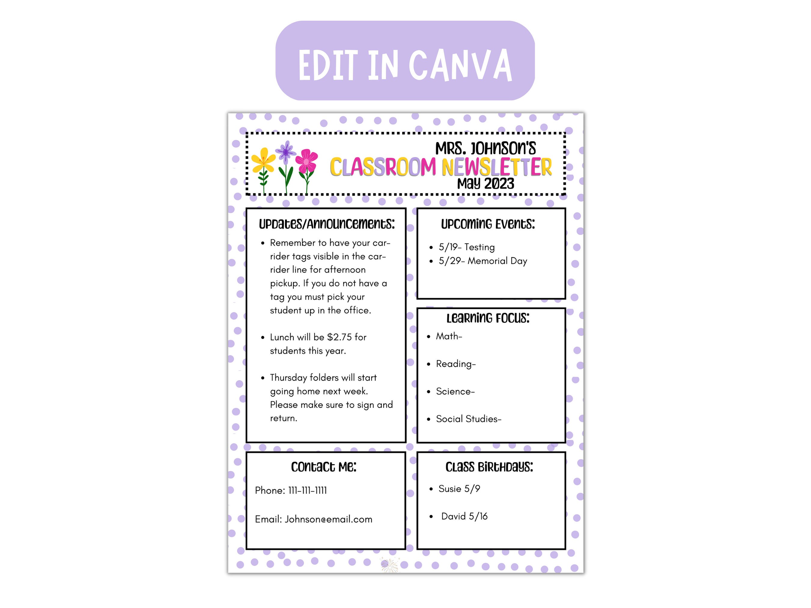 Spring Newsletter Templates, Class Newsletter, March Newsletter, April ...