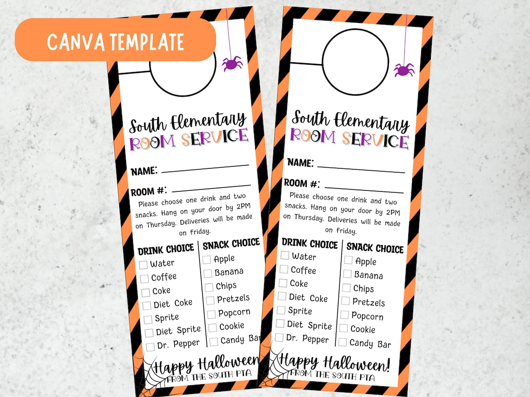 Halloween Room Service Door Hanger, PTA Room Service Door Hanger, Room ...