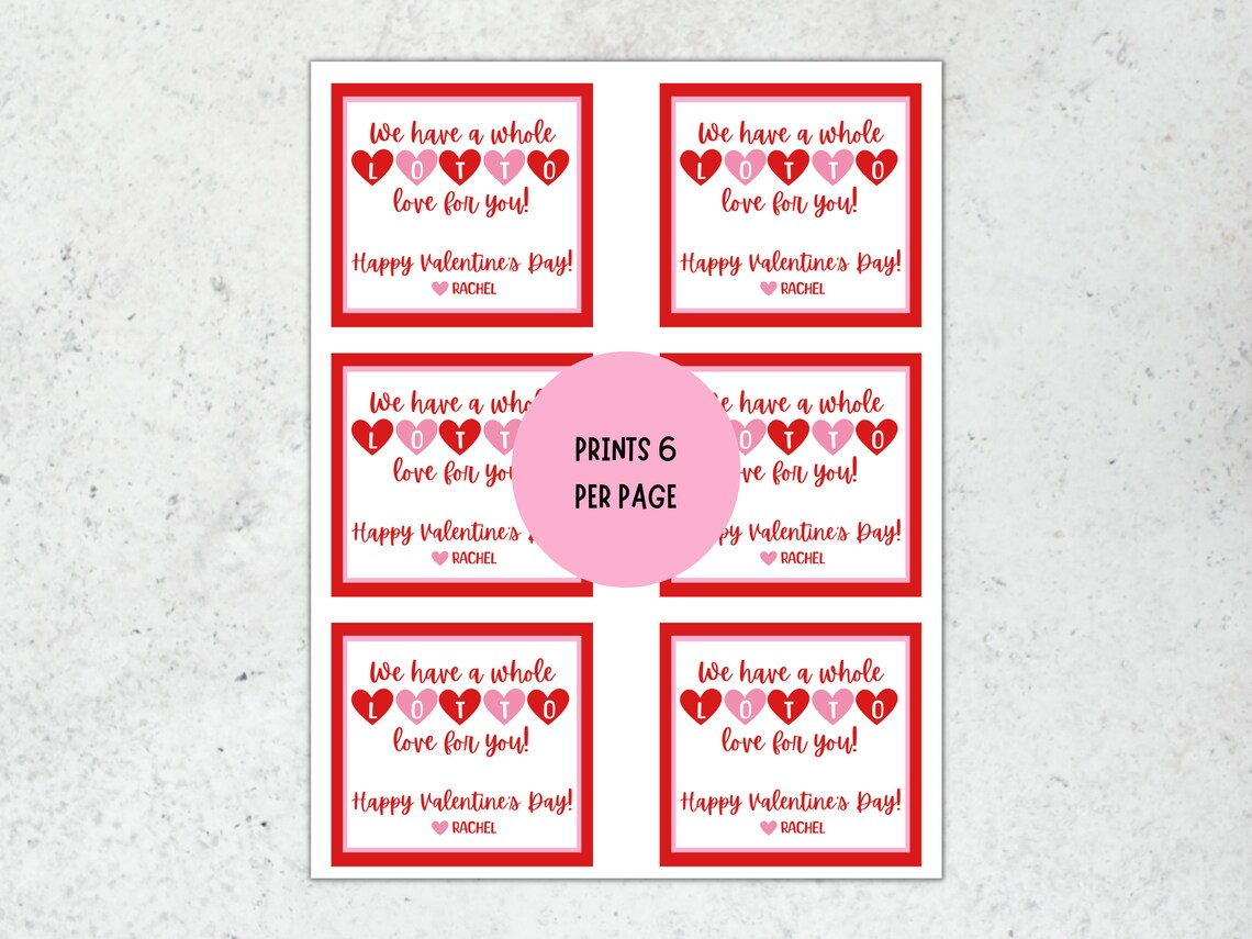 Valentine's Lottery Gift Tag, Lottery Gift Tags, Scratch off Gift Tag ...