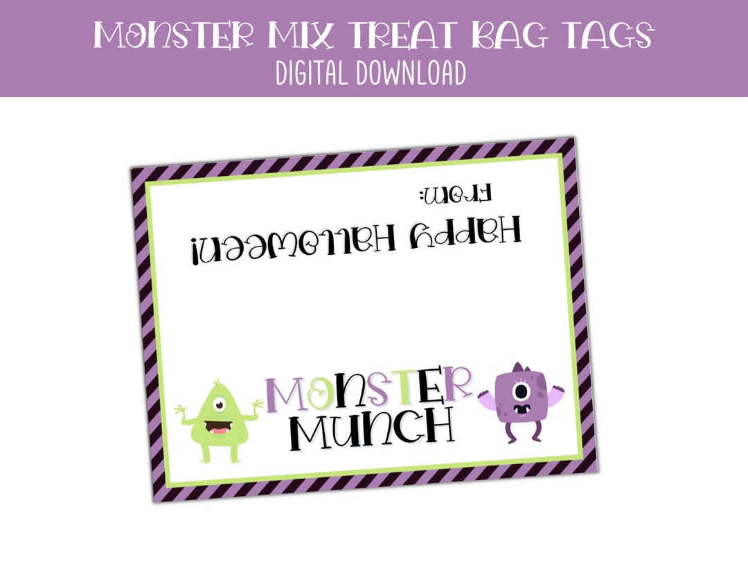 Monster Munch Bag Topper, Monster Munch Party Favor Tag. Class ...