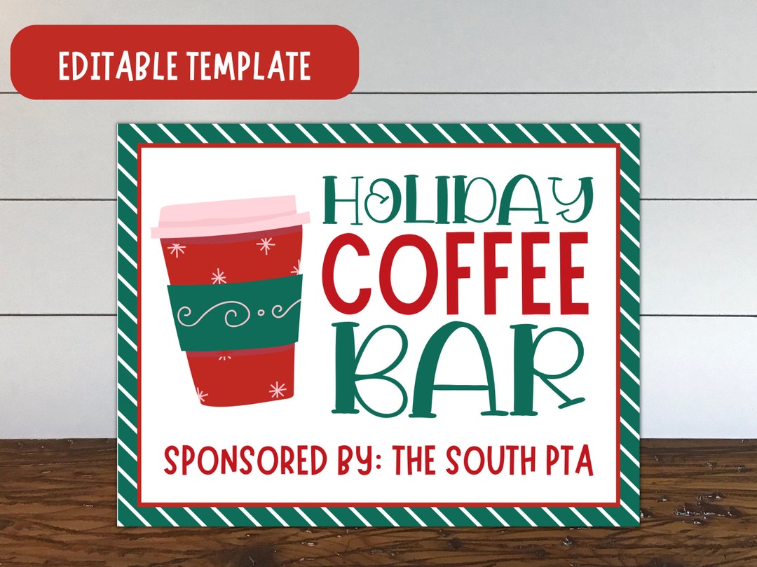 Coffee Bar Sign, Holiday Coffee Bar Sign, PTA Coffee Bar Sign - Etsy