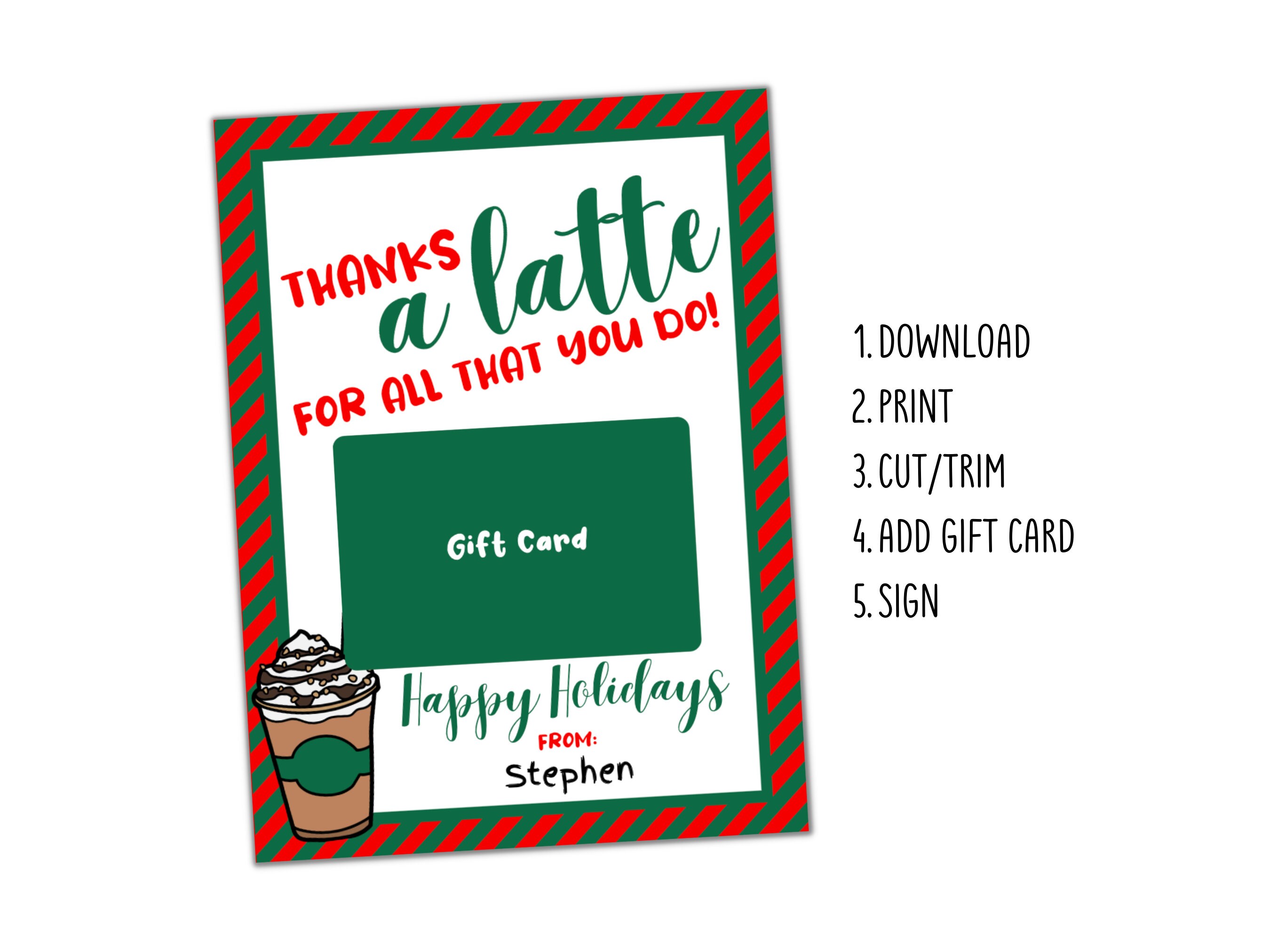 Thanks a Latte Gift Card Holder Digital Download - Etsy