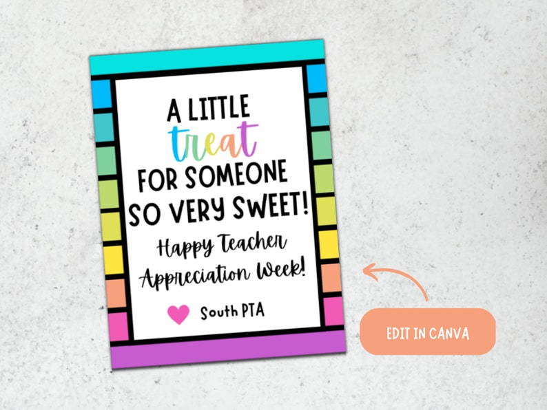 Teacher Appreciation Treat Gift Tag Teacher Gift Tag - Etsy
