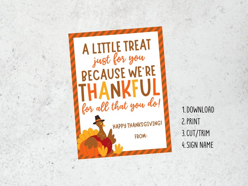 Thankful Gift Tag, Teacher Thanksgiving Gift Tag, PTA Teacher Gift Tag ...