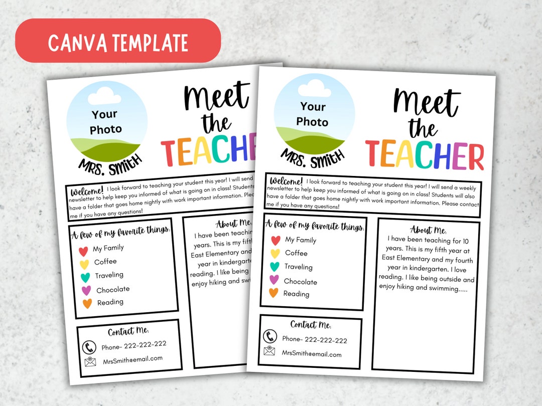 Meet the Teacher Template, Meet the Teacher Canva Template, Meet the ...