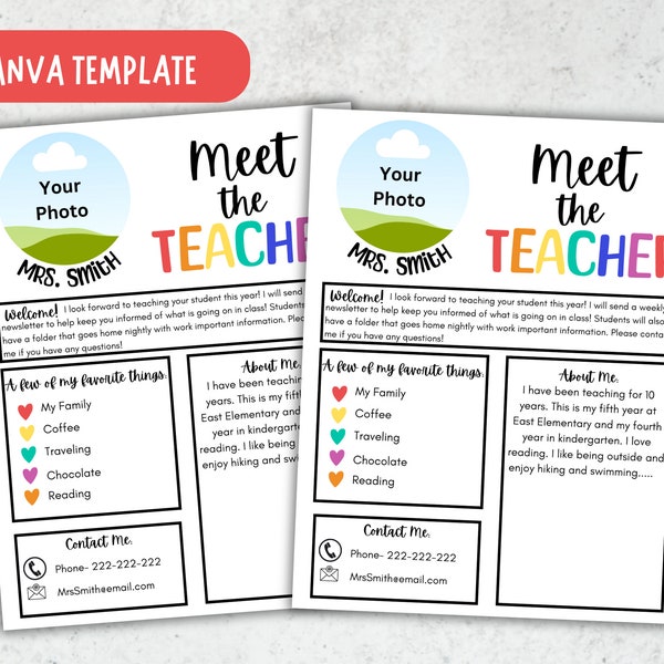 Meet the Teacher Template - Etsy