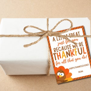 Thankful Gift Tag Teacher Thanksgiving Gift Tag PTA Teacher - Etsy
