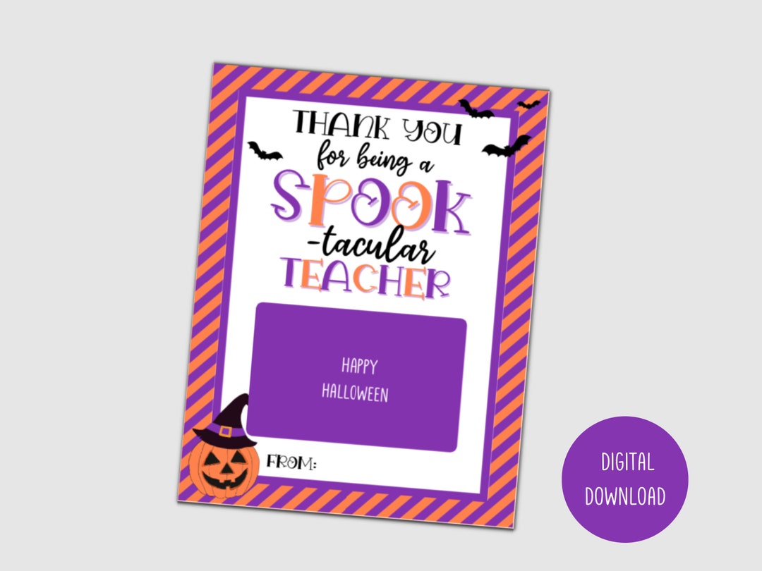 Halloween Teacher Gift Card Holder, Halloween Teacher Appreciation ...