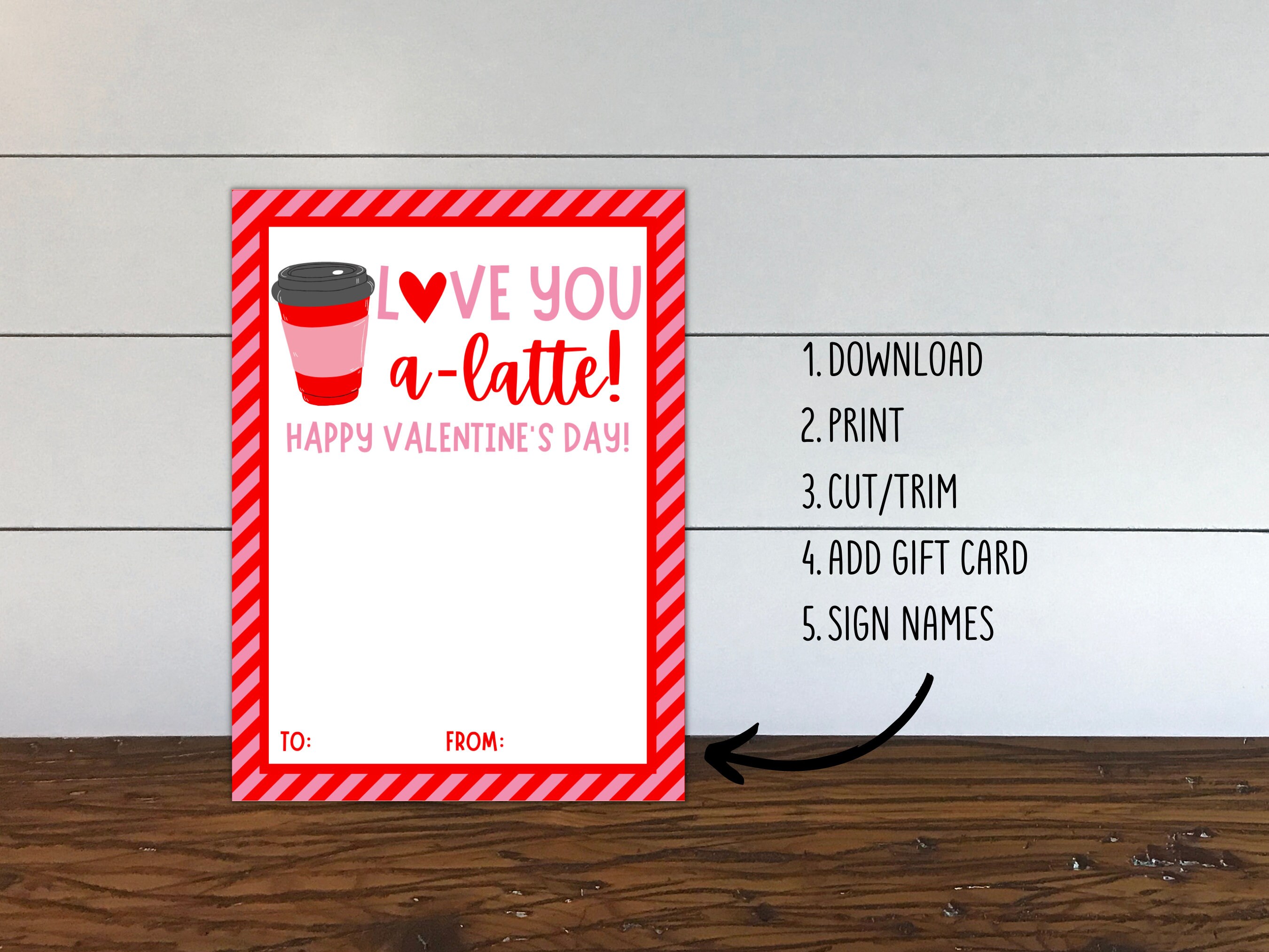 Valentine's Day Coffee Gift Card Holder, Love You a Latte Gift Card ...