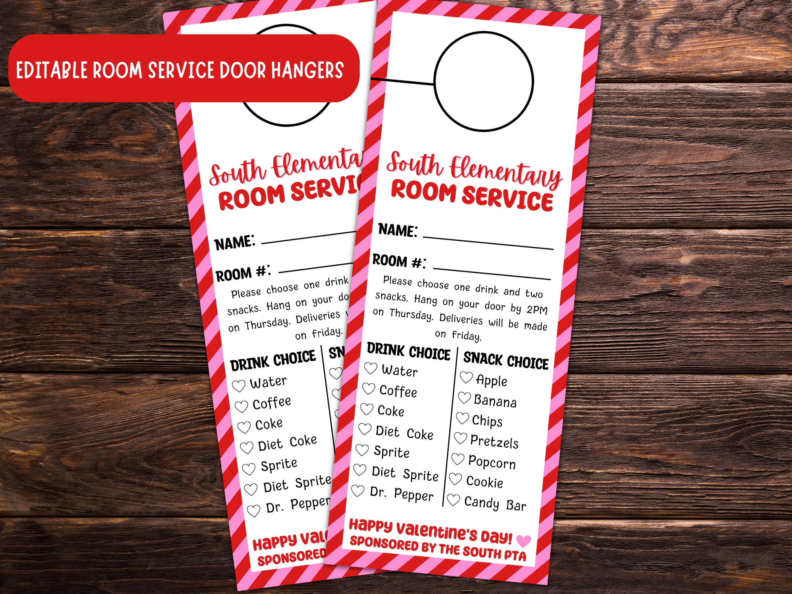 Valentine's Day Room Service Door Hanger, PTA Room Service Door Hanger ...