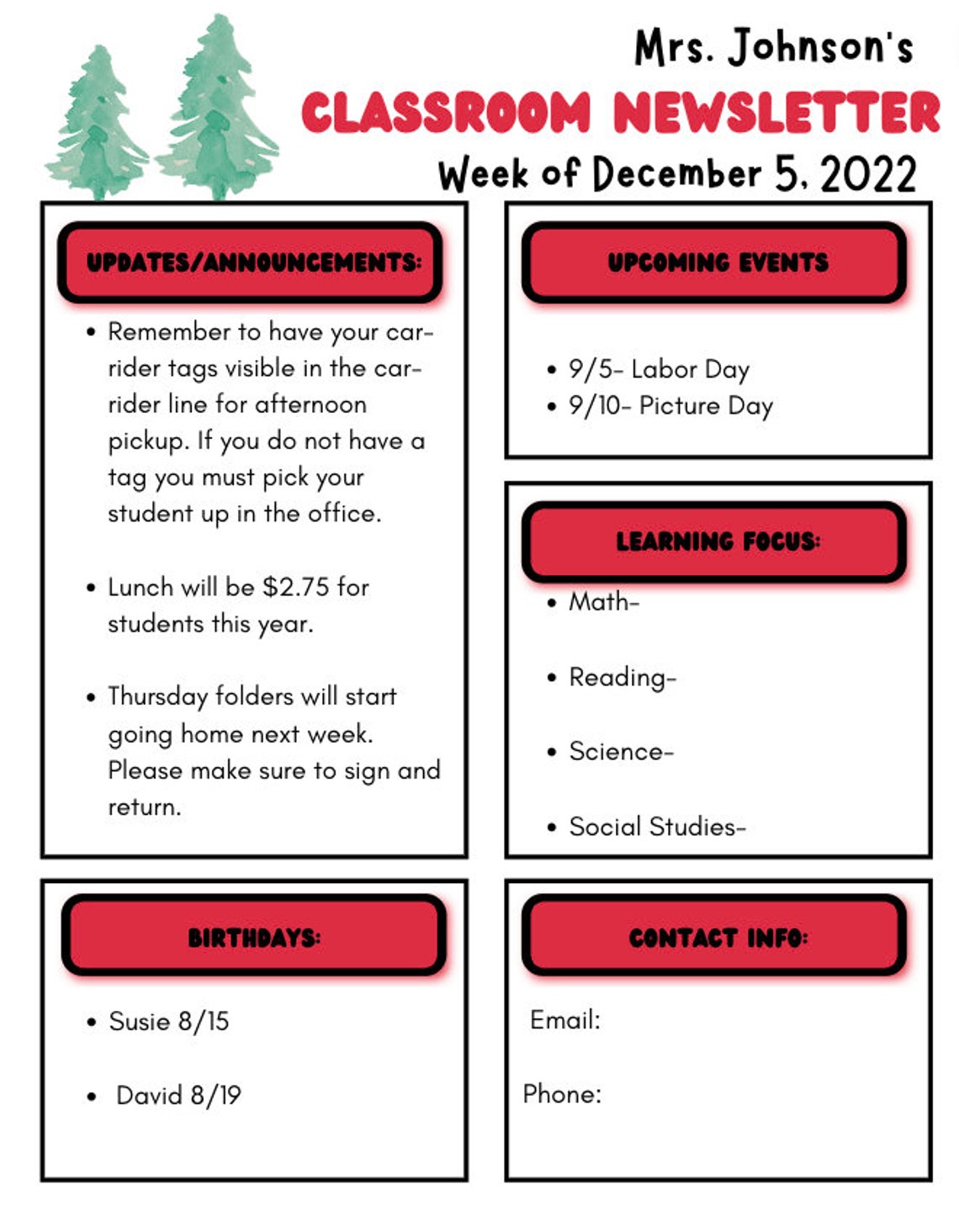 Seasonal Newsletter Template Editable Newsletter Template - Etsy