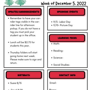 Seasonal Newsletter Template, Editable Newsletter Template, Classroom ...