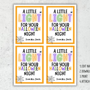 Light for Halloween Night Gift Tag - Glow Stick Gift Tag- Halloween ...