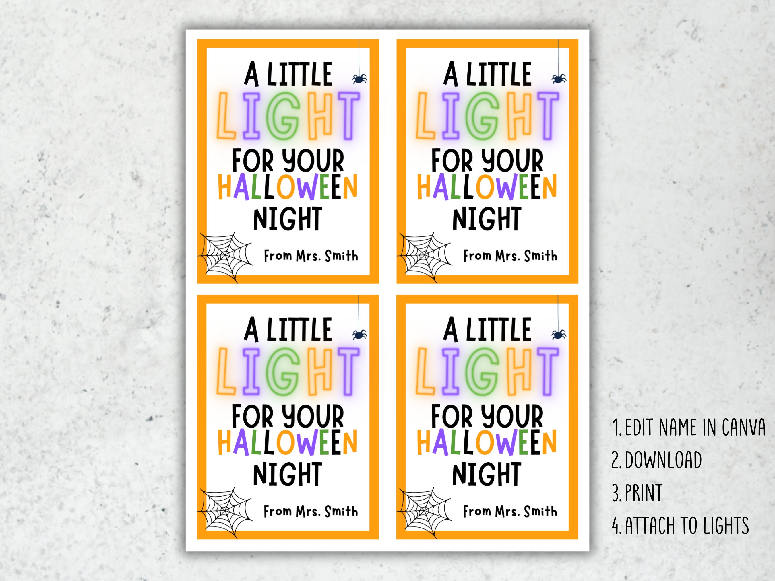 Light for Halloween Night Gift Tag - Glow Stick Gift Tag- Halloween ...