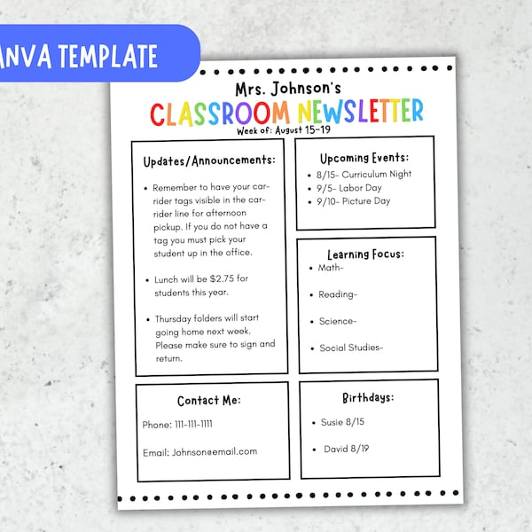 Newsletter Template Editable - Etsy