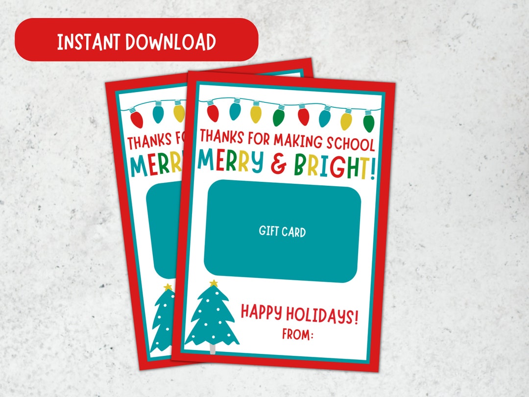 Merry and Bright Gift Card Holder, Christmas Gift Card Holder, Holiday ...