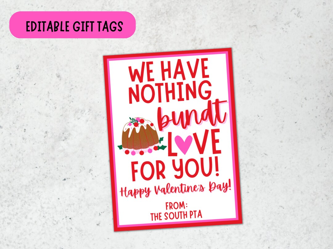 Valentine's Day Bundt Cake Tag, Bundt Cake Gift Tag, Editable Bundt ...