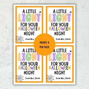 Light for Halloween Night Gift Tag - Glow Stick Gift Tag- Halloween ...