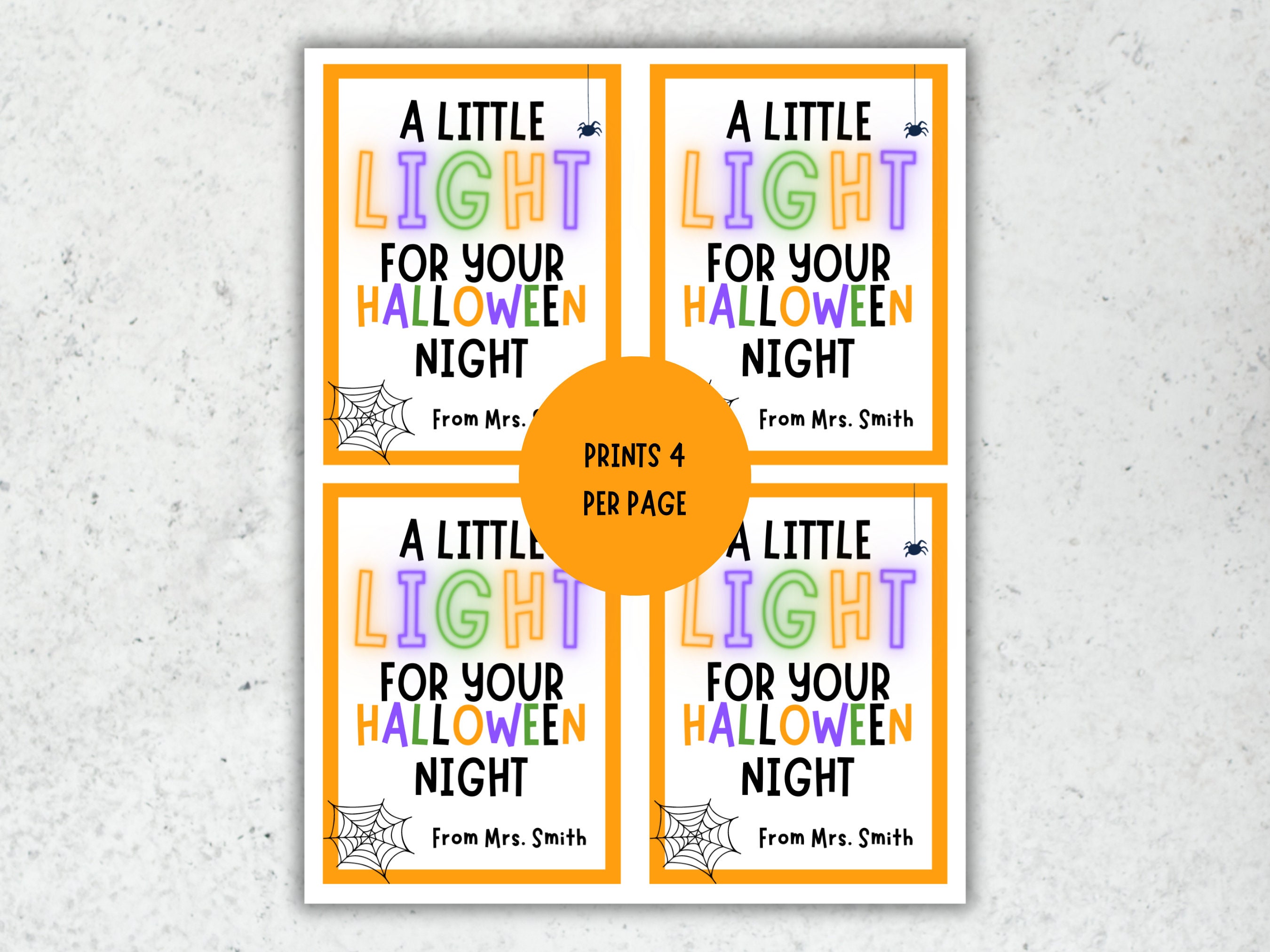 Light for Halloween Night Gift Tag - Glow Stick Gift Tag- Halloween ...