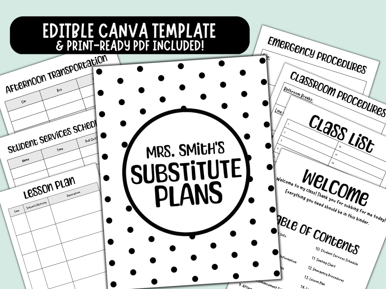 Editable Substitute Teacher Binder Template Sub Binder - Etsy