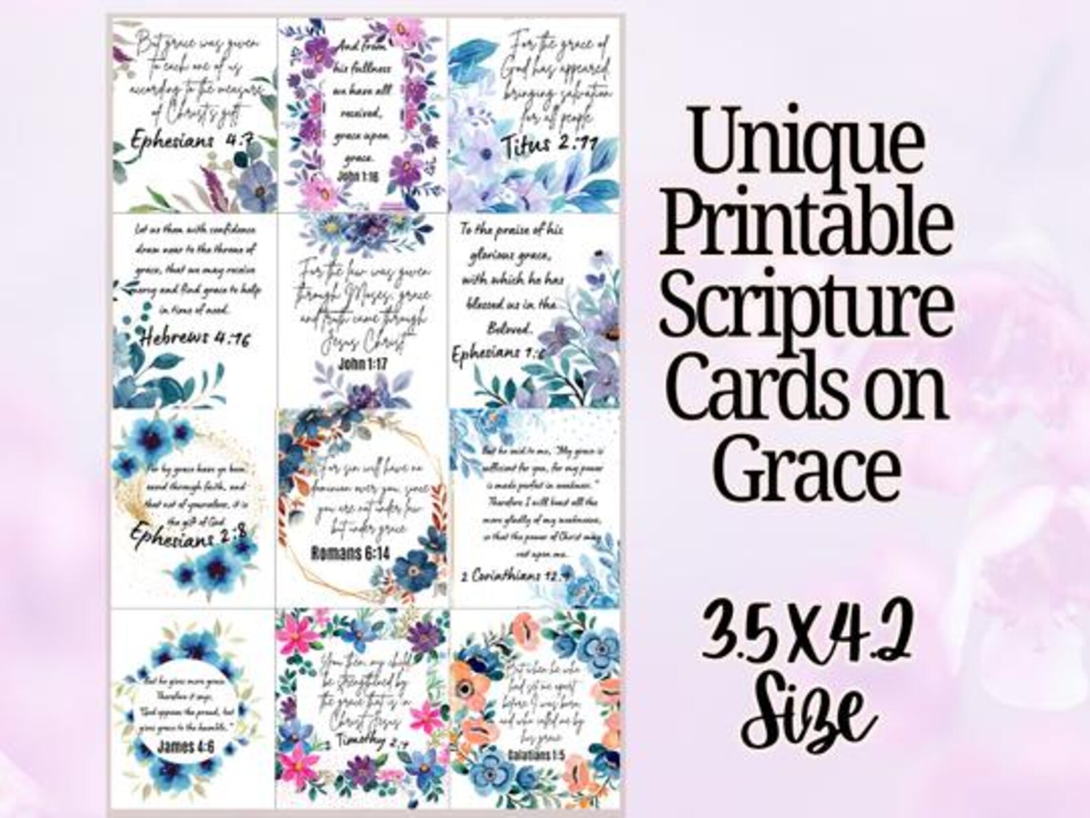 Unique Floral Printable Scripture Cards| Beautiful Bible Verses| 12 ...