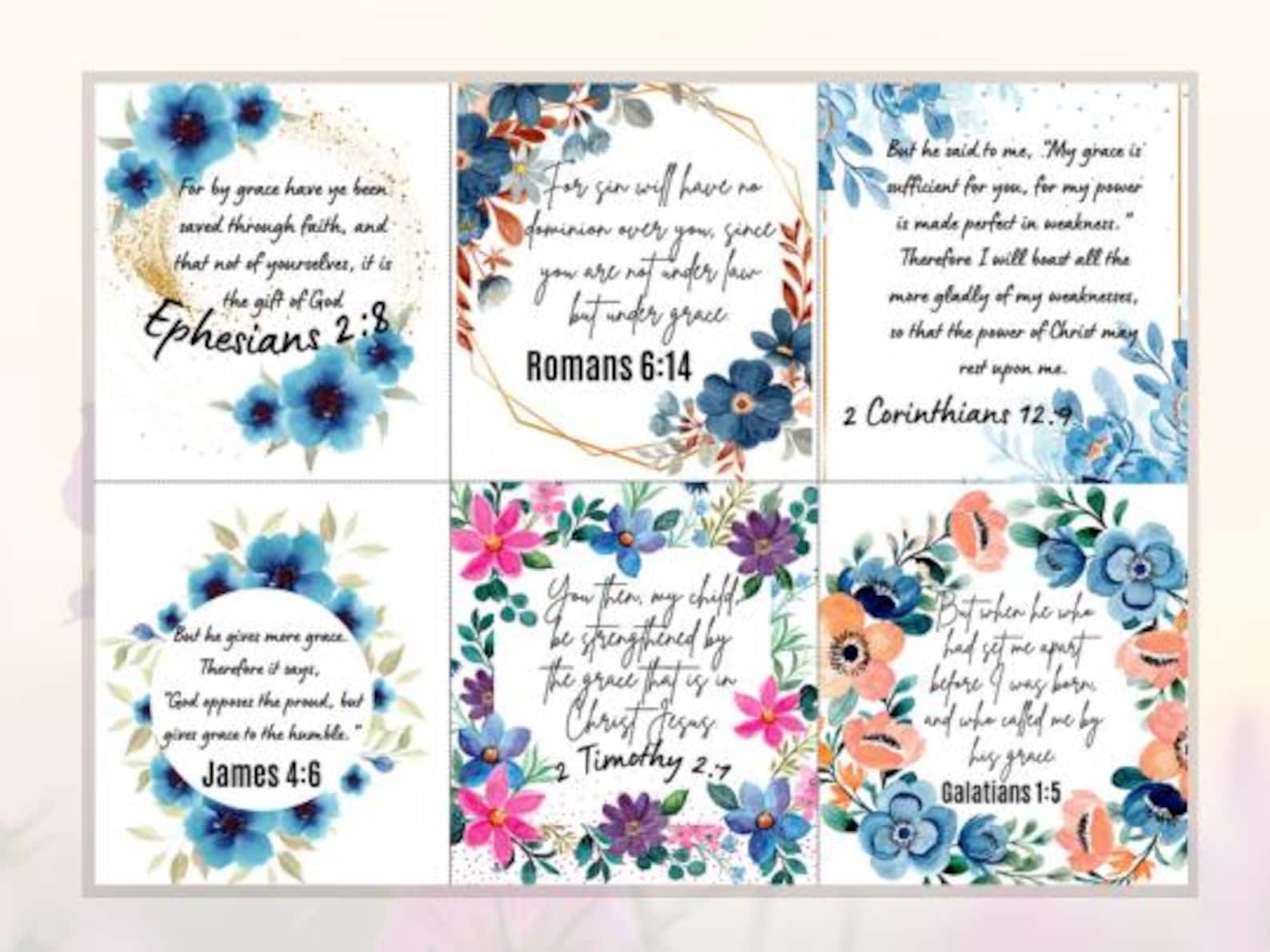 Unique Floral Printable Scripture Cards| Beautiful Bible Verses| 12 ...