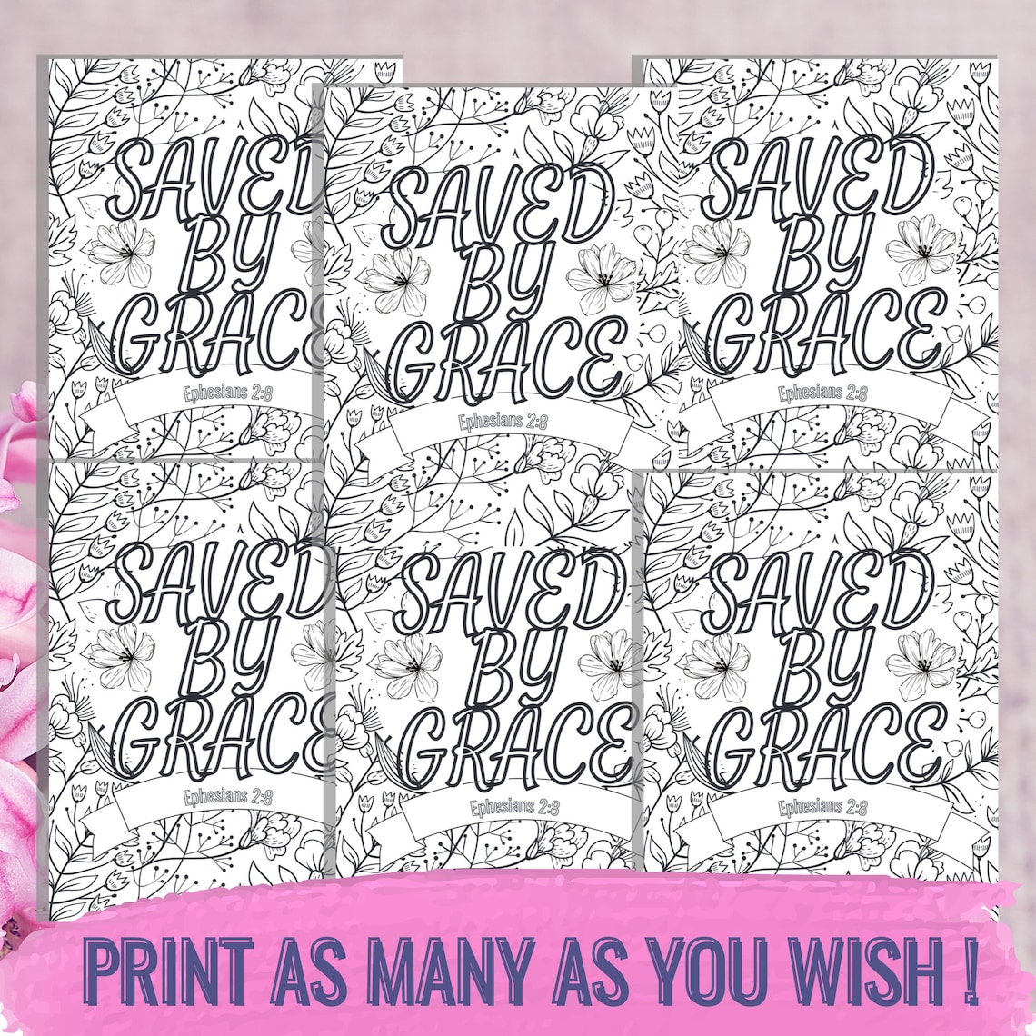Saved by Grace Coloring Sheet| Scripture Coloring Sheet| Printable ...