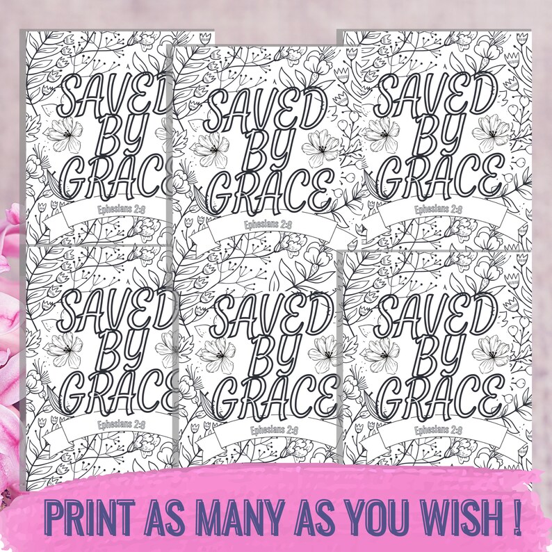 Saved by Grace Coloring Sheet| Scripture Coloring Sheet| Printable ...