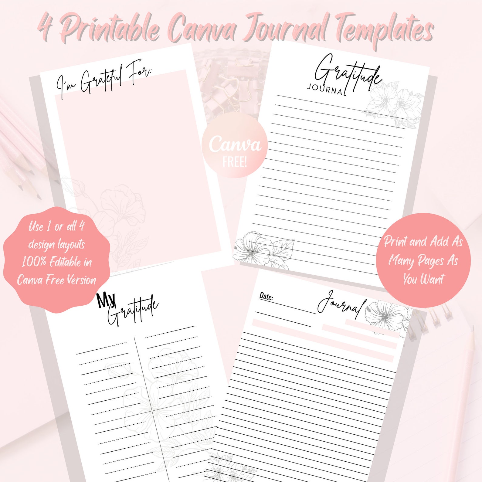 Printable Gratitude Journal Canva Template Editable Prayer Journal ...