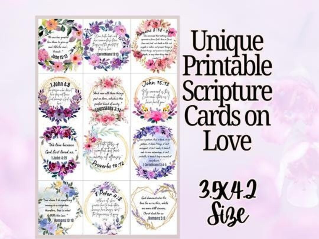 Unique Floral Printable Scripture Cards| Beautiful Bible Verses| 12 ...