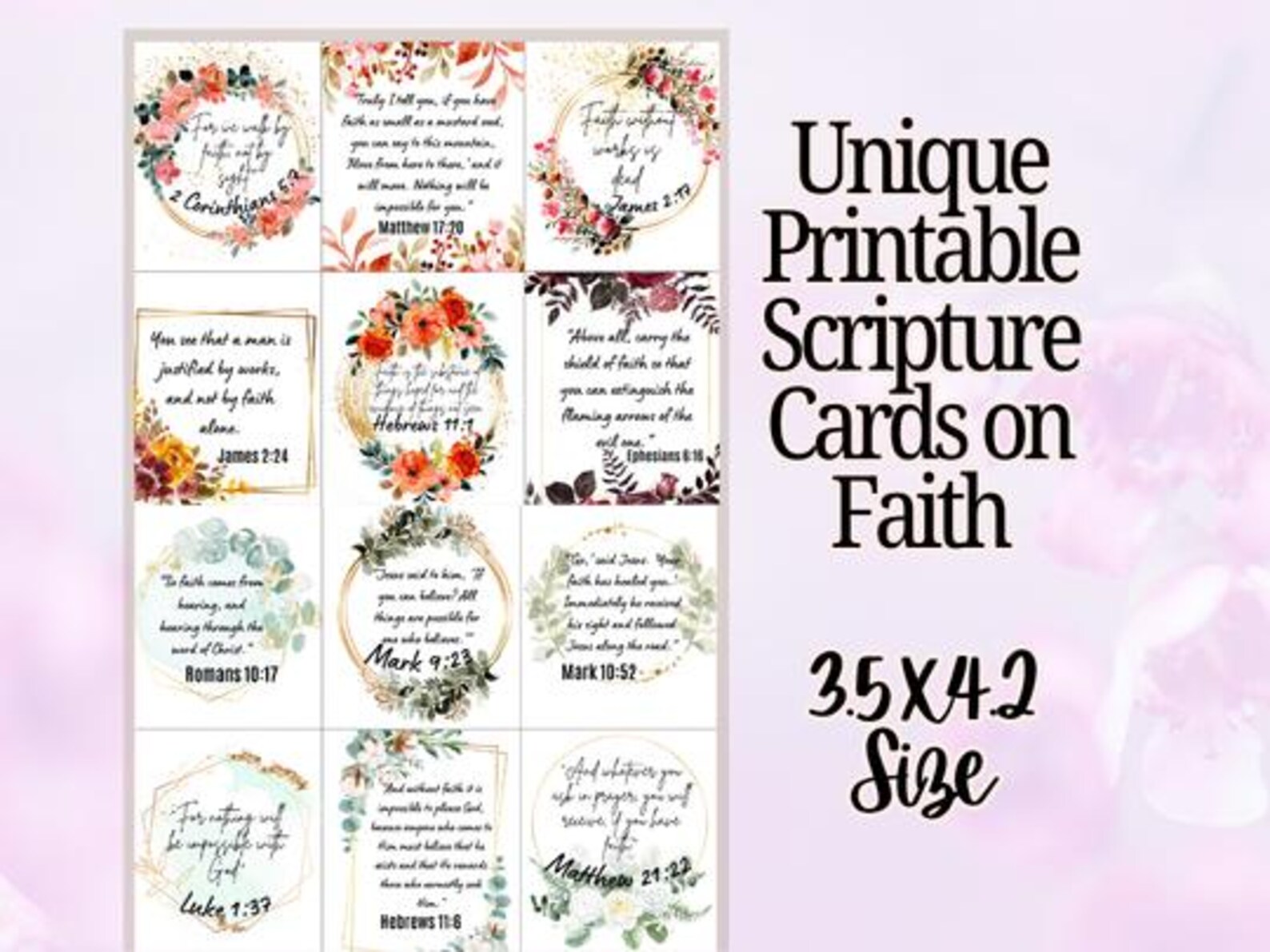 Beautiful Printable Scripture Cards| Encouraging Bible Verses| 12 ...