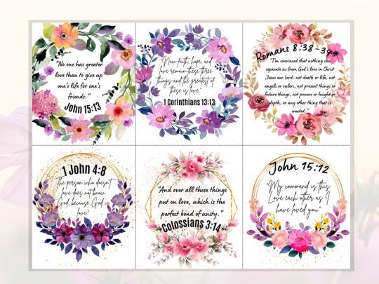 Unique Floral Printable Scripture Cards| Beautiful Bible Verses| 12 ...