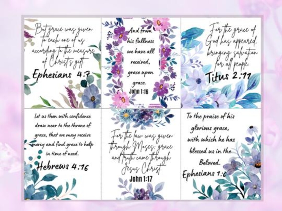 Unique Floral Printable Scripture Cards| Beautiful Bible Verses| 12 ...