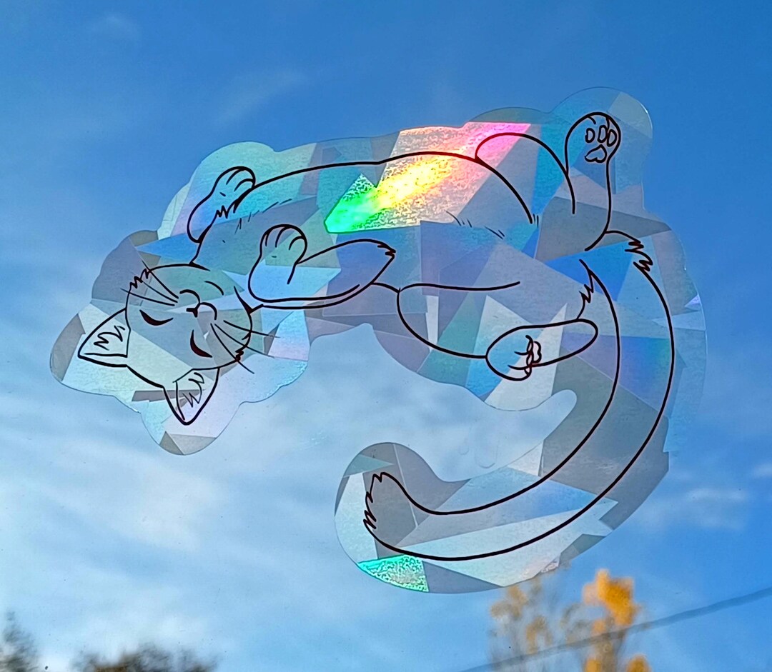 Rainbow Cat Suncatcher Window Sticker | Happy Cat Rainbow Maker Window ...