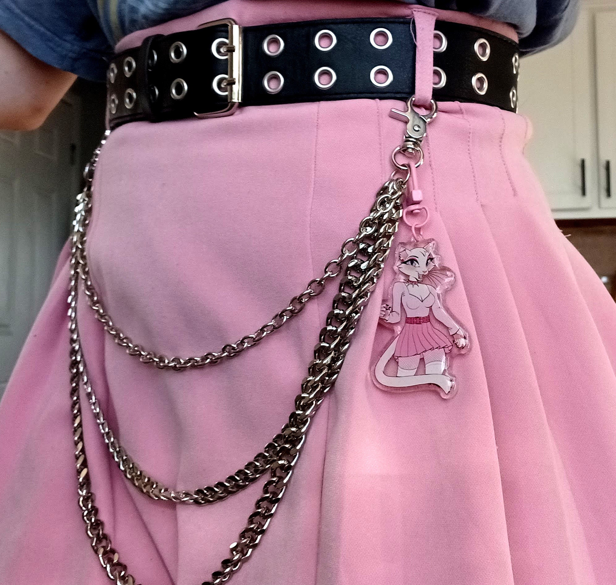 Pastel Goth Furry Cat Girl Keychain | Double Sided Sparkly Epoxy ...
