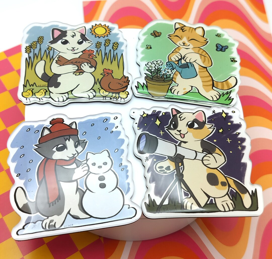 Chibi Cat Fridge Magnet | Seasonal Hobbies, Epoxy Acrylic - Etsy