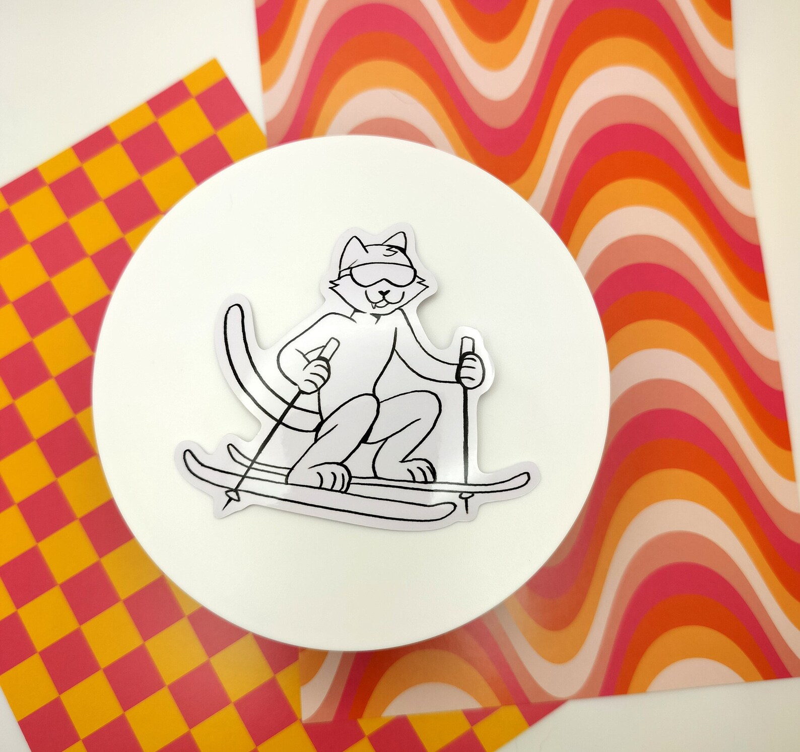 Outdoor Hobby Cats Stickers | Skiing and Hiking | Gloss Vinyl Die Cut ...