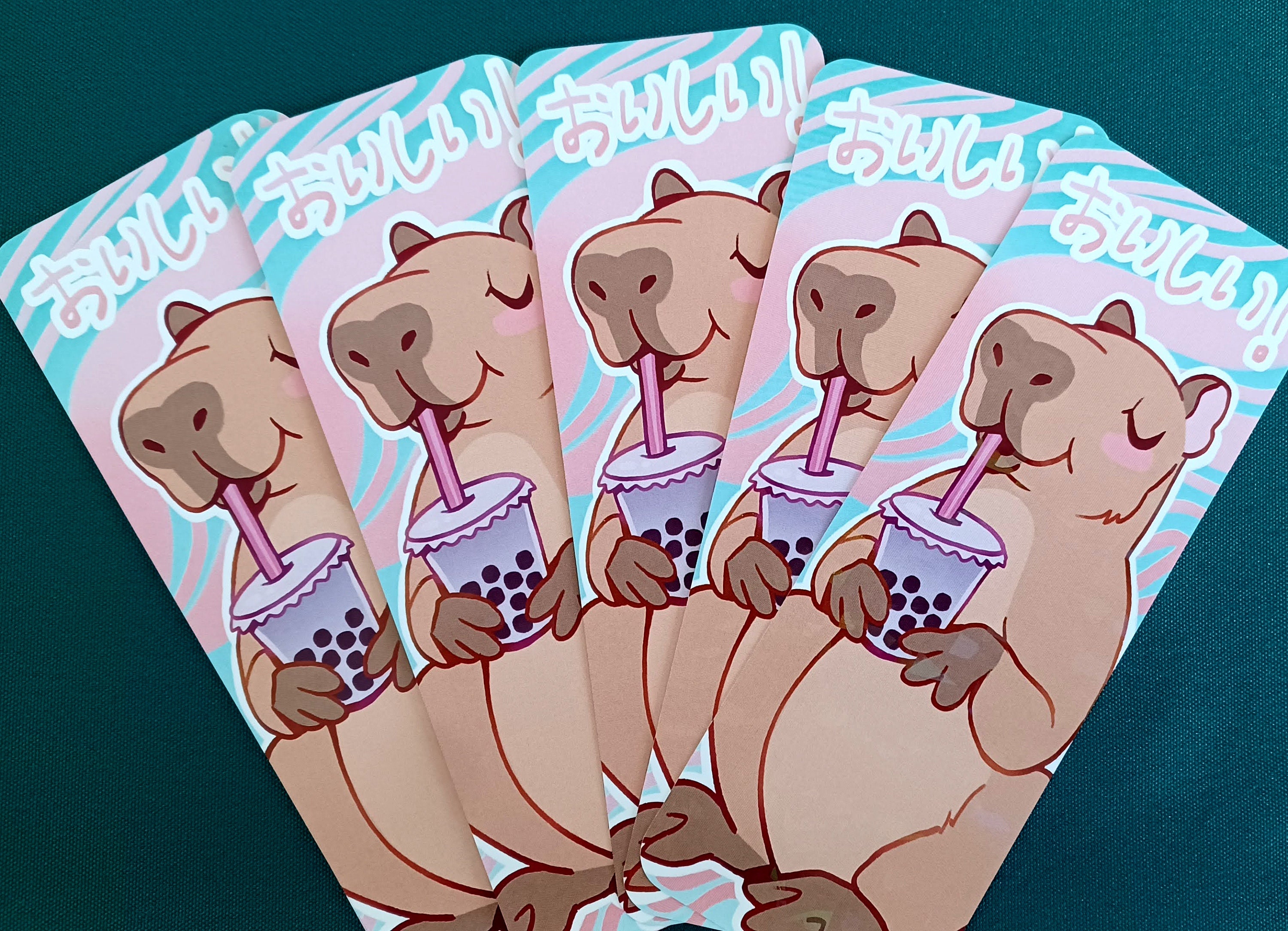 Cute Holographic Capybara Boba Tea Bookmark おいしい - Etsy