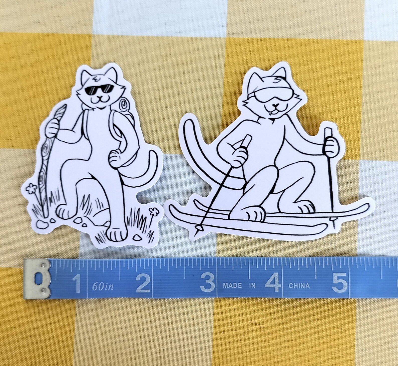 Outdoor Hobby Cats Stickers | Skiing and Hiking | Gloss Vinyl Die Cut ...
