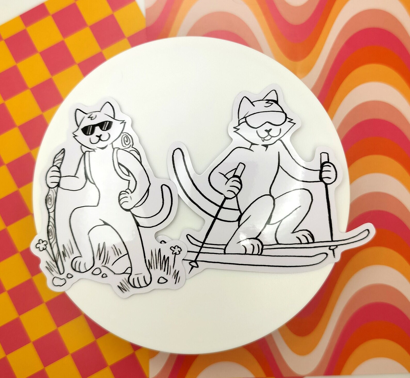 Outdoor Hobby Cats Stickers | Skiing and Hiking | Gloss Vinyl Die Cut ...