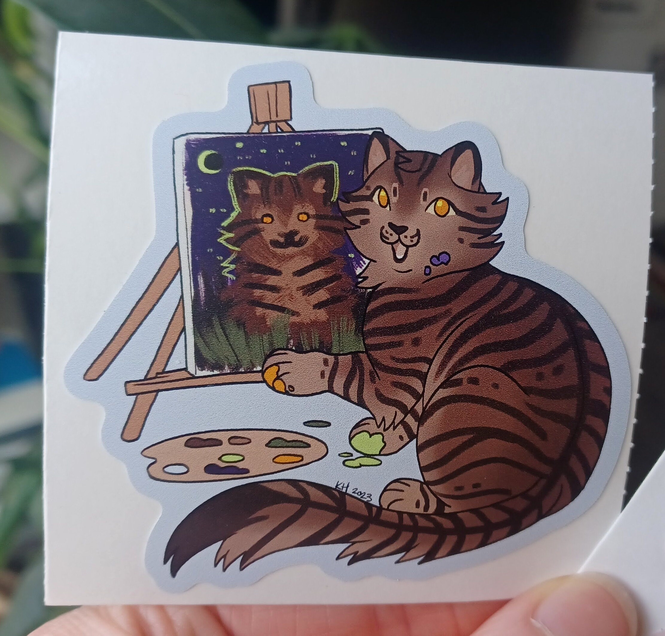Cute Cat Painter Artist Sticker Calico & Tabby Cat Sticker - Etsy