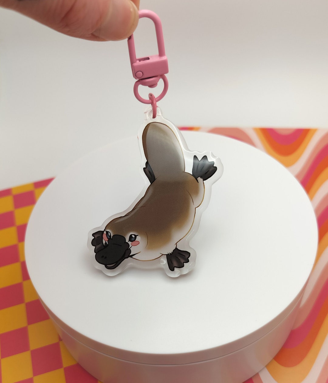 Cute Blushing Platypus Keychain | Double Sided Clear Epoxy Acrylic ...