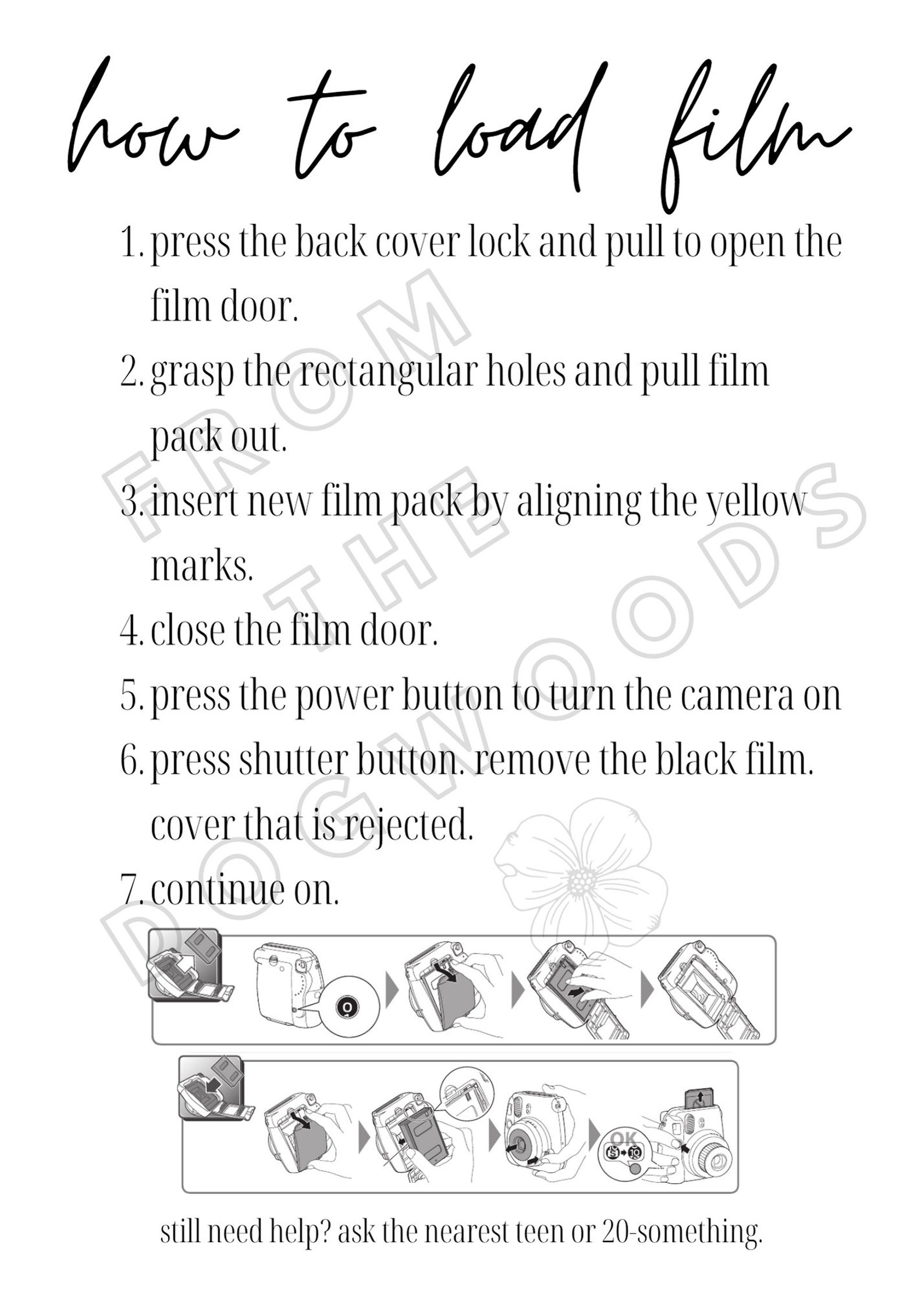 Polaroid Camera Guest Book Film Loading Instructions for Instax Mini - Etsy