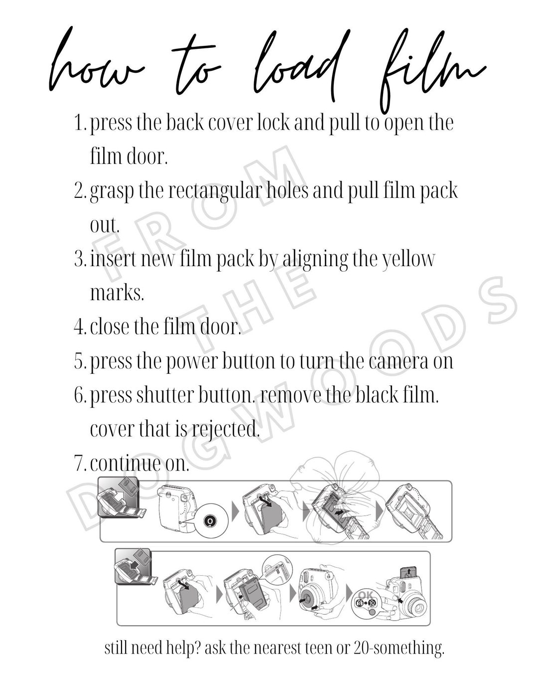 Polaroid Camera Guest Book Film Loading Instructions for Instax Mini - Etsy
