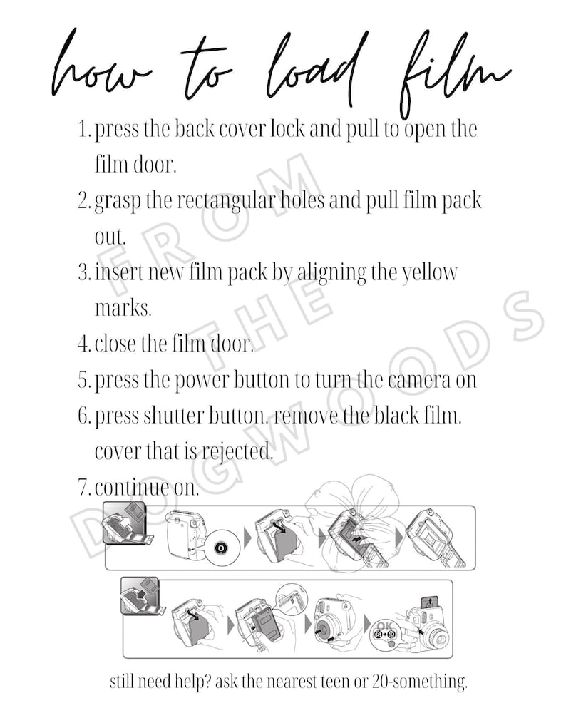 Polaroid Camera Guest Book Film Loading Instructions for Instax Mini - Etsy