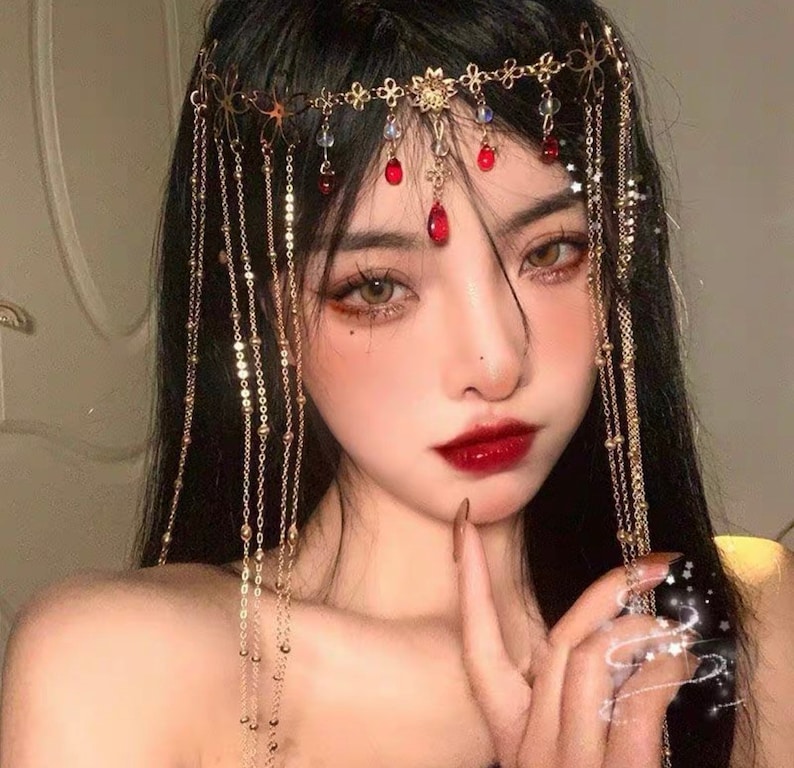 Wire Elf Princess Floral Hair Chain Headpiece Ladies - Etsy