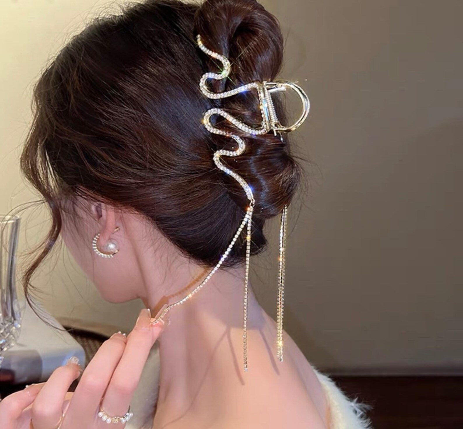 Wavy Dangling Tassel Chain Hair Clip Hair Claw Hair Head - Etsy