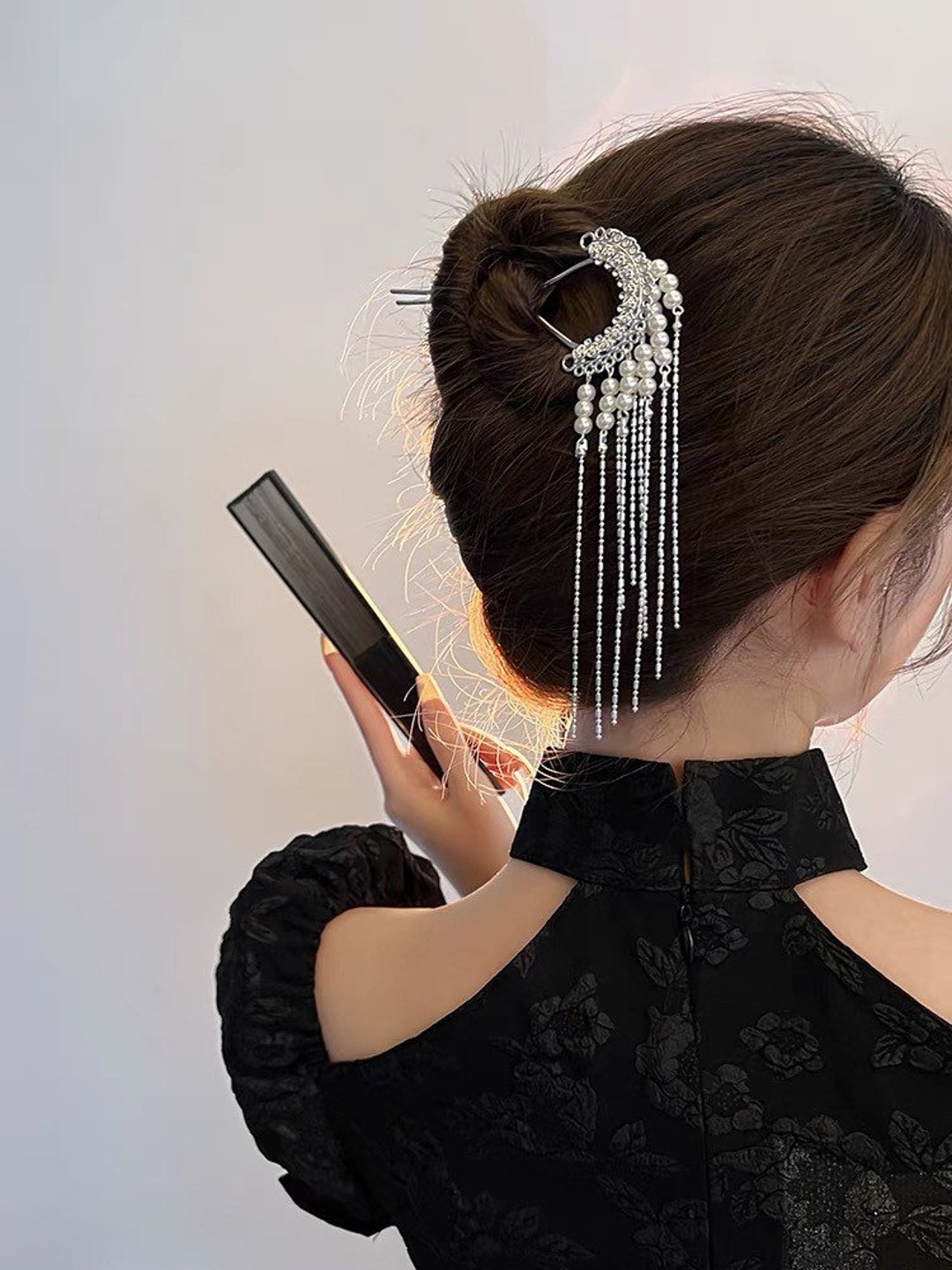 Oriental Vintage Dangling Pearls Chain Hairpin Hair Head - Etsy